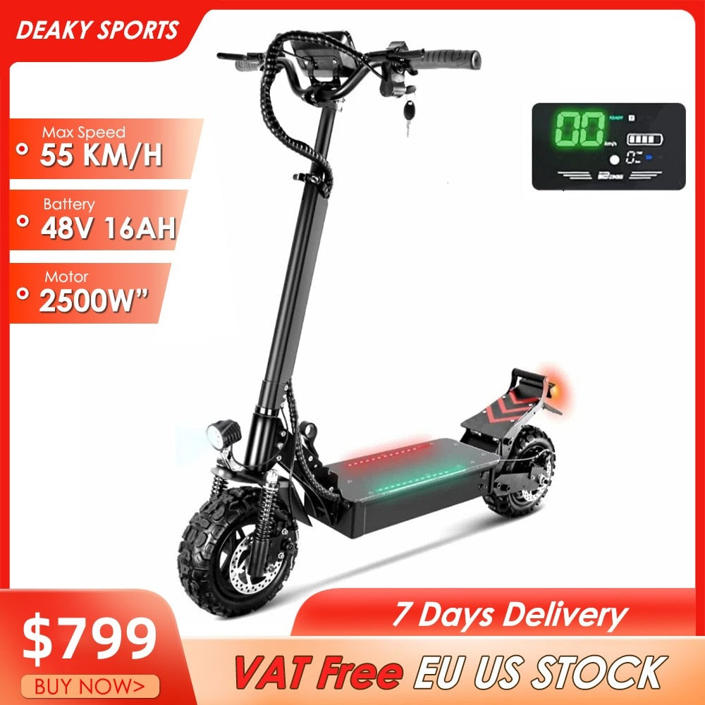 55KM/H Adult Electric Scooter with 2500W Motor 48V16AH Battery EScoote